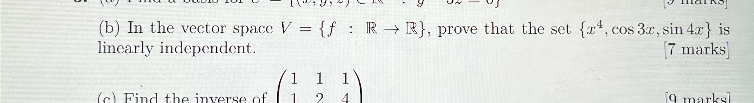 Solved (b) ﻿In the vector space V={f:R→R}, ﻿prove that the | Chegg.com