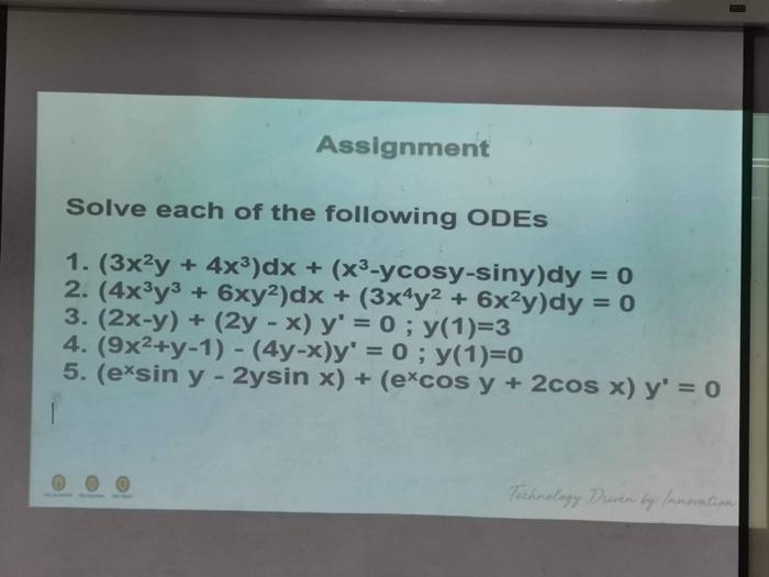 Solved Solve each of the following ODEs 1. | Chegg.com