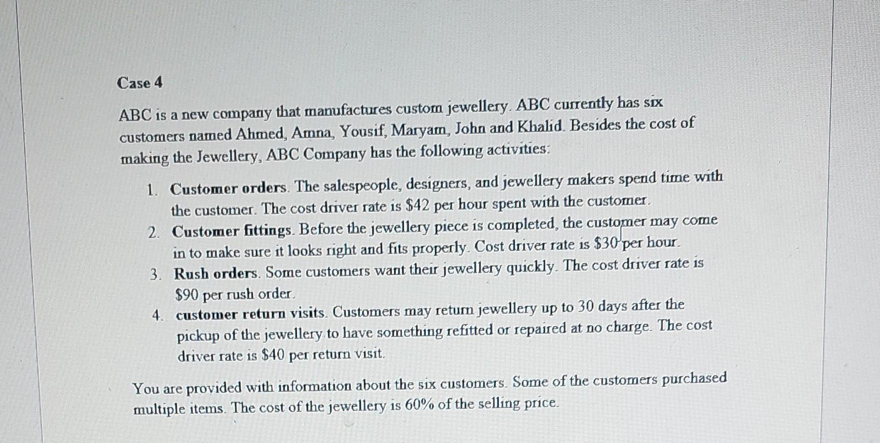 Solved Case 4 ABC is a new company that manufactures custom | Chegg.com