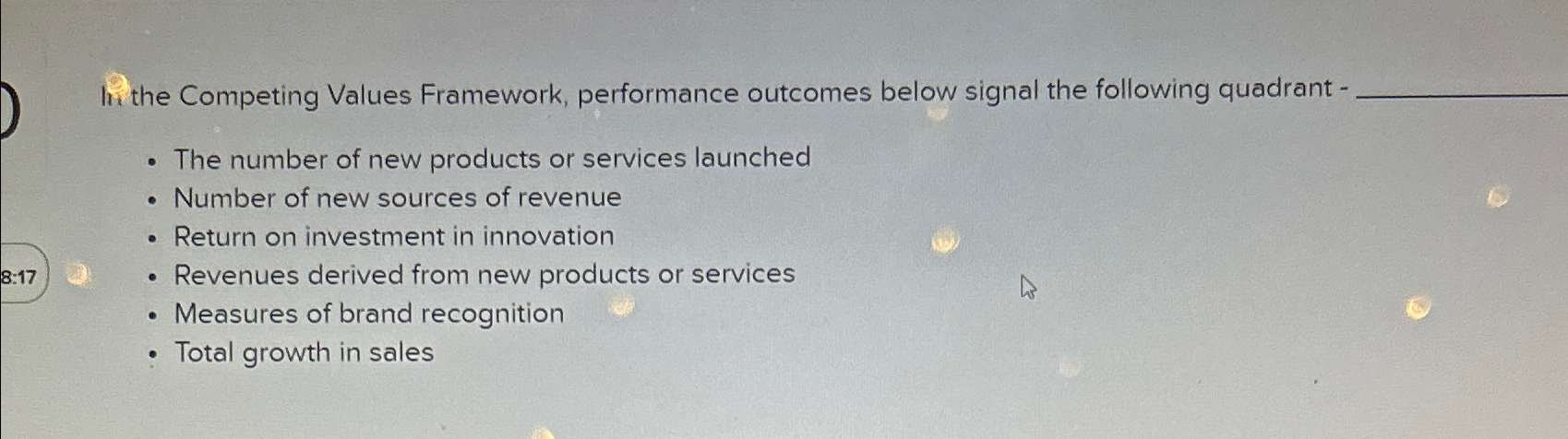 Solved hi the Competing Values Framework, performance | Chegg.com