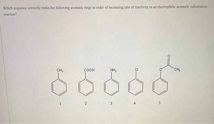 Solved Which sequence correctly ranks the following aromatic | Chegg.com