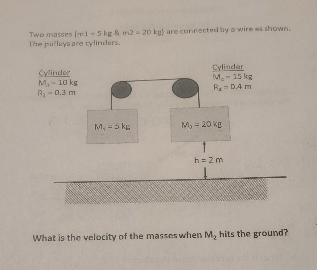 Solved Two masses (m1 = 5 kg & m2 = 20 kg) are connected by | Chegg.com