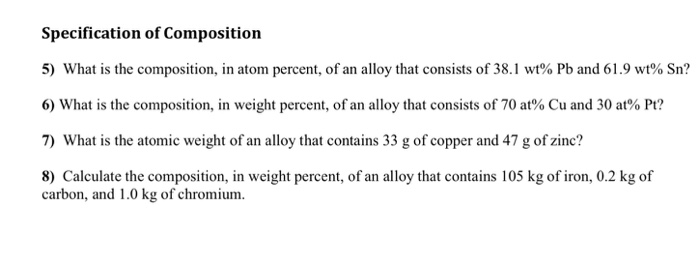 Solved Specification of Composition 5) What is the | Chegg.com