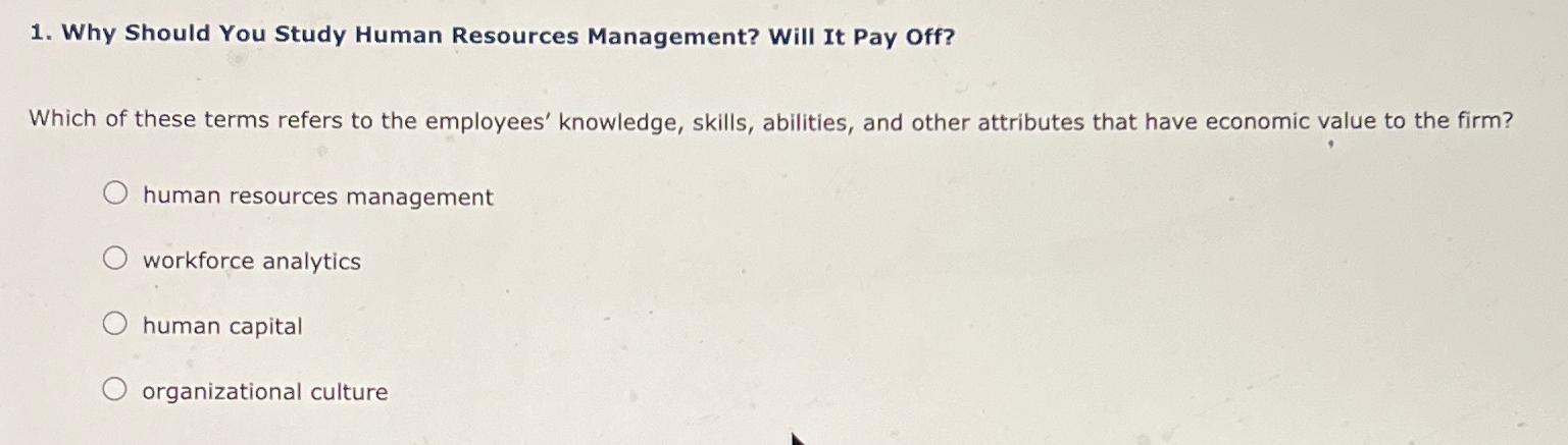 Solved Why Should You Study Human Resources Management? Will | Chegg.com