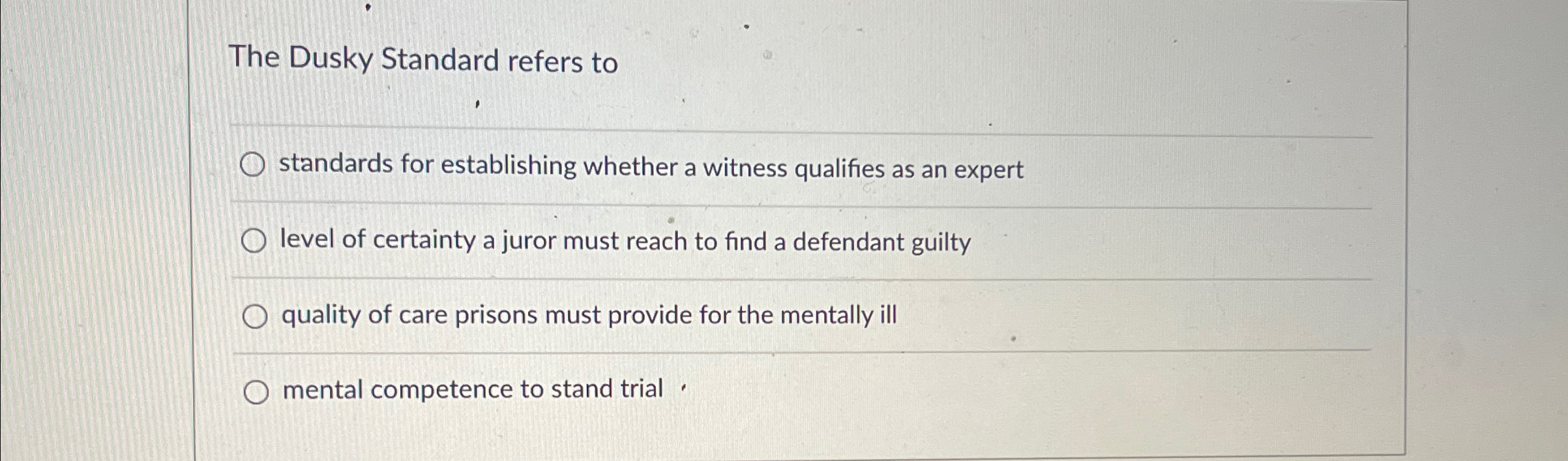 Solved The Dusky Standard refers tostandards for | Chegg.com
