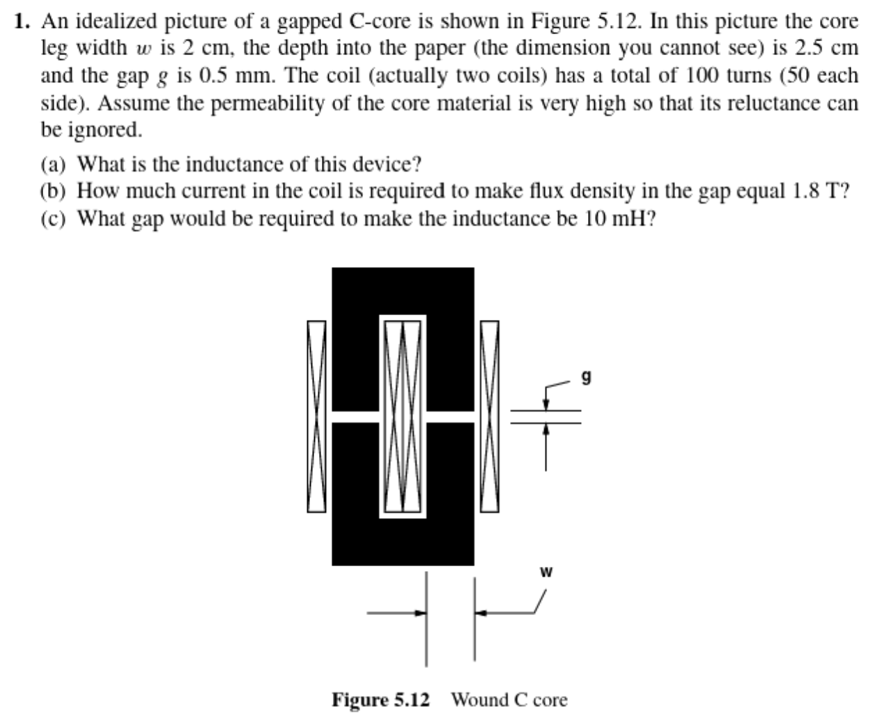 Solved An idealized picture of a gapped C-core is shown in | Chegg.com
