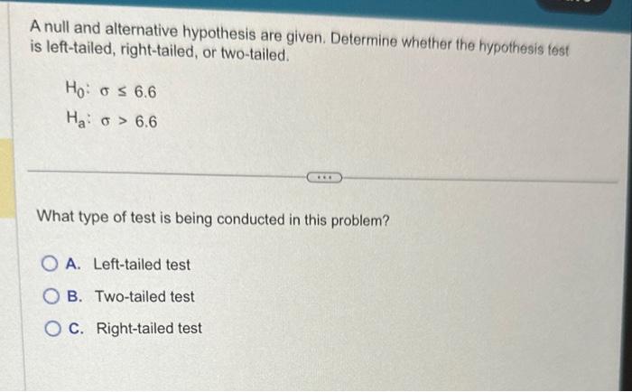 Solved A null and alternative hypothesis are given. | Chegg.com