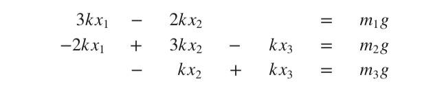 Solved 3kx1 2kx2 -2kx₁ + 3kx2 kx2 1 + - kx3 kx3 = = m18 m28 | Chegg.com