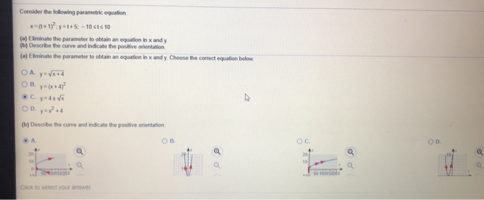 Solved Consider The Following Parametric Equation X T 1