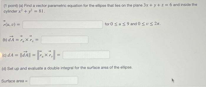 Solved 1 Point A Find A Vector Parametric Equation For