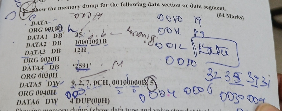 Solved Show The Memory Dump For The Following Data Segment 1438