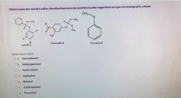 Solved Which molecules would a sulfur chemiluminescence be | Chegg.com