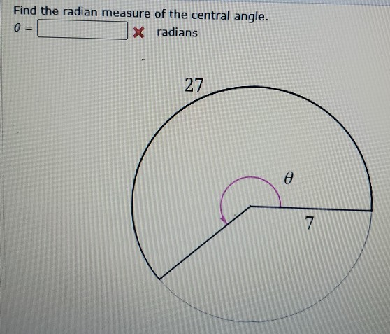 Solved Find the radian measure of the central angle. ө X | Chegg.com