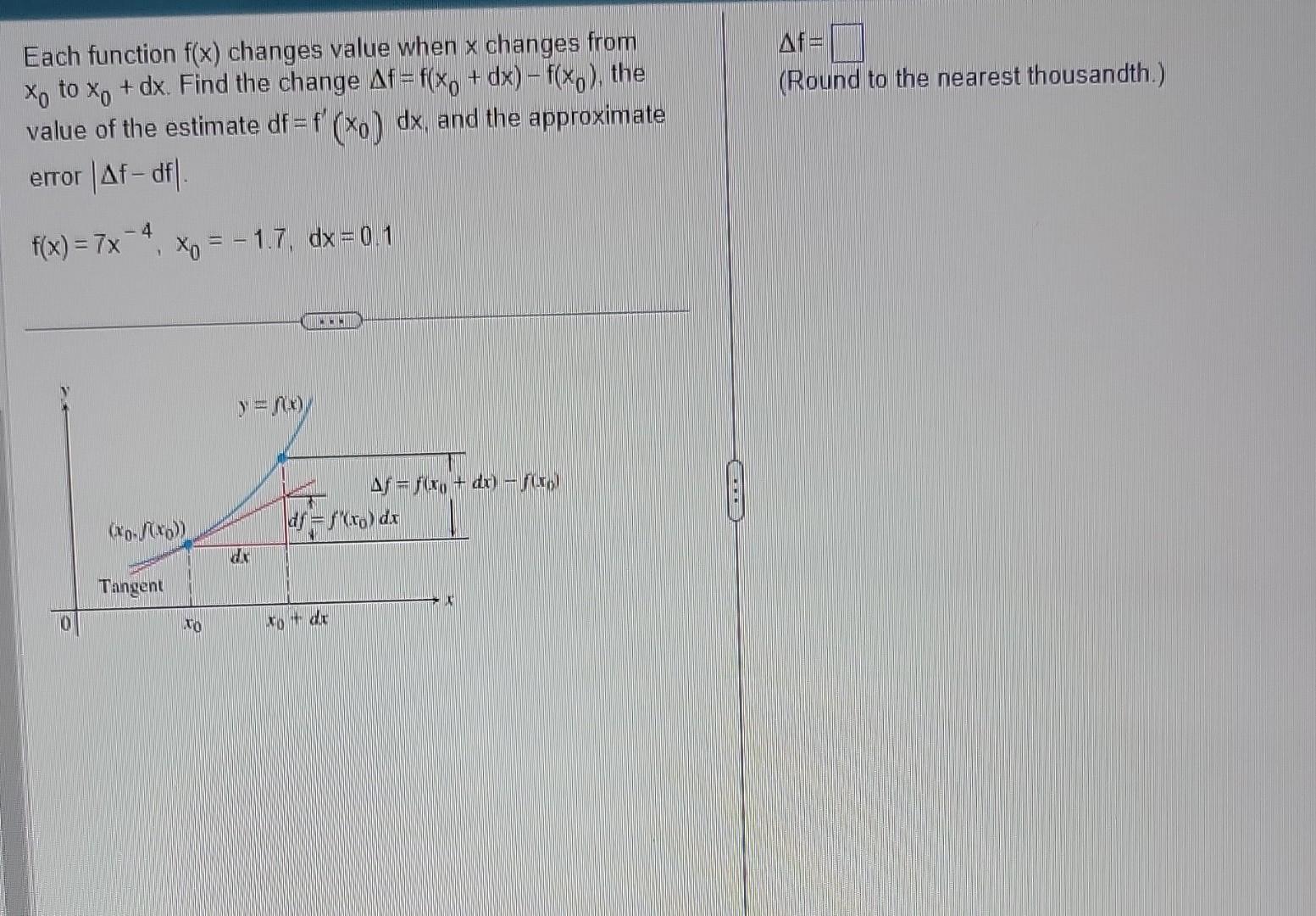 Solved Each function f(x) changes value when x changes from | Chegg.com