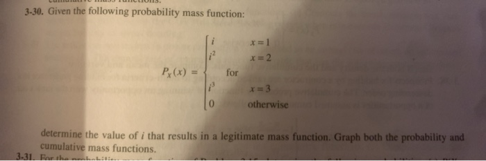 Solved 3-30. Given the following probability mass function: | Chegg.com