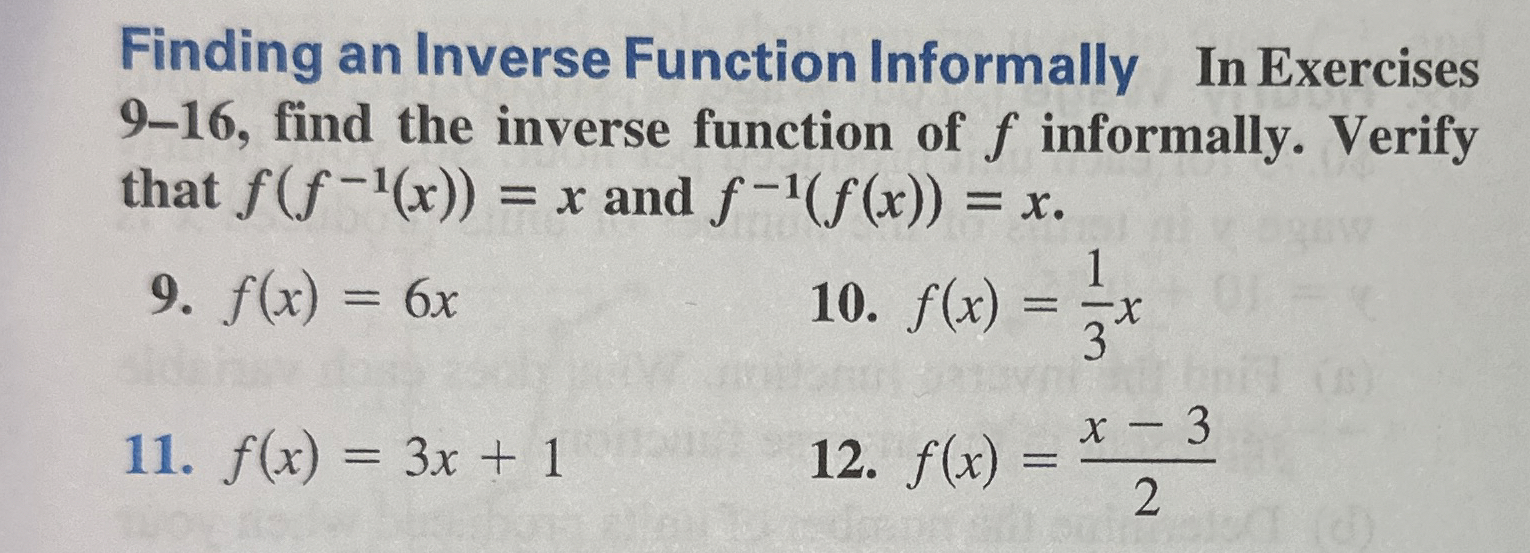 Solved Finding an Inverse Function Informally In | Chegg.com