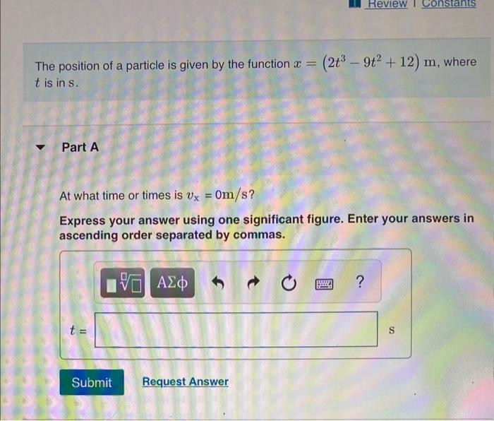 Solved The position of a particle is given by the function | Chegg.com