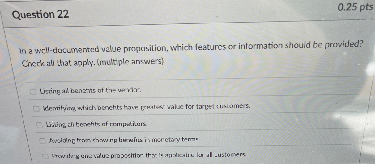 Solved Question 220.25 ﻿ptsIn a well-documented value | Chegg.com