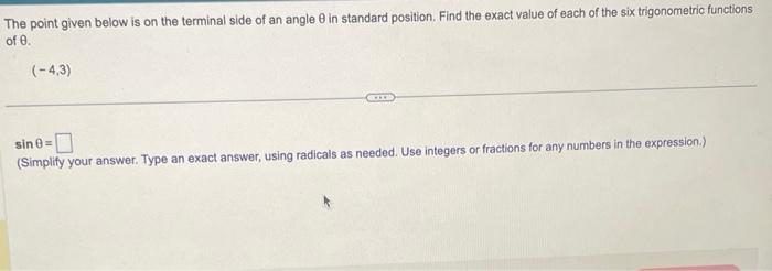 Solved The point given below is on the terminal side of an | Chegg.com