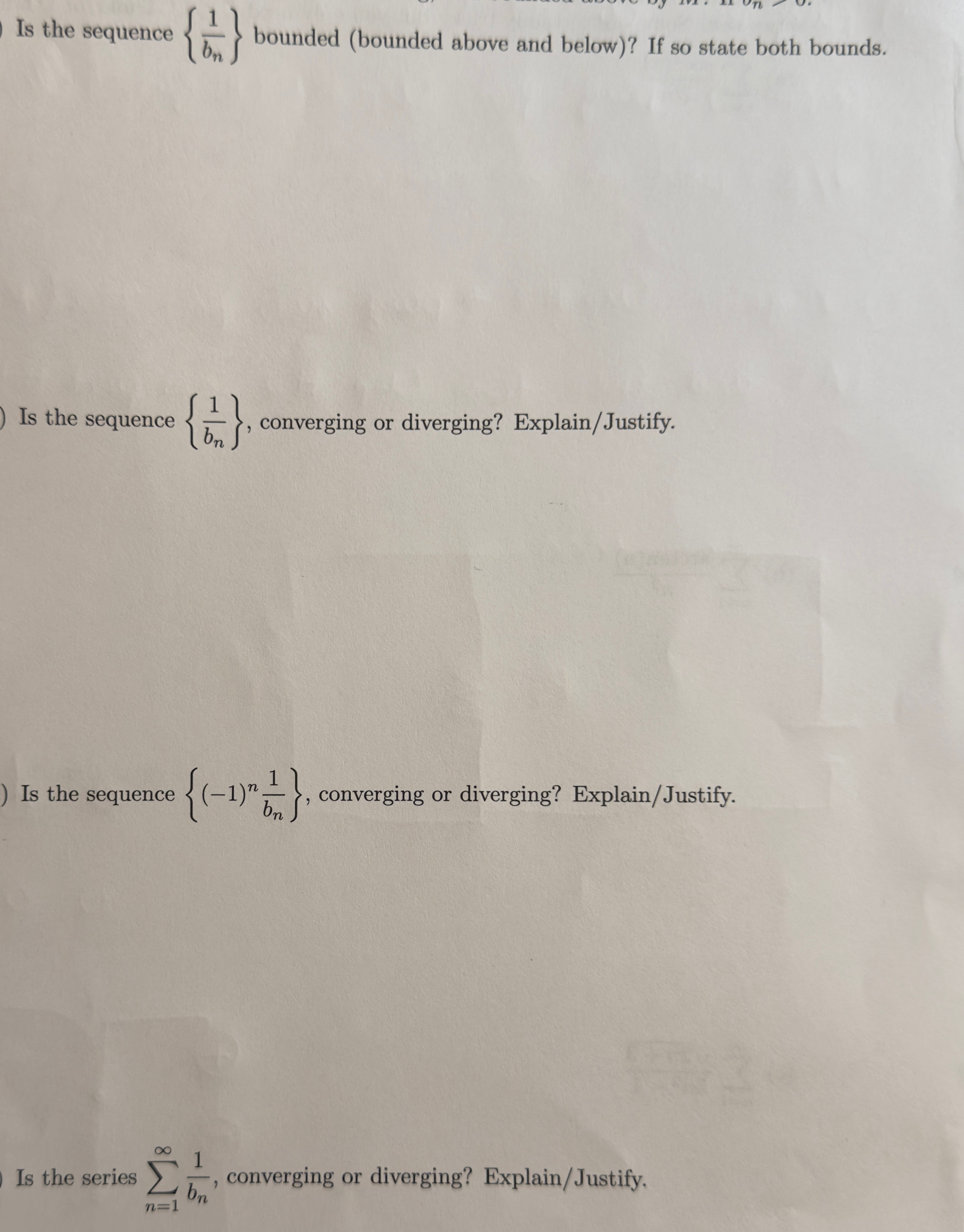 Solved For a sequence {bn} ﻿that is always increasing, and | Chegg.com