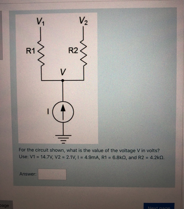Solved VA V2 ] R1 R2 V For the circuit shown, what is the | Chegg.com