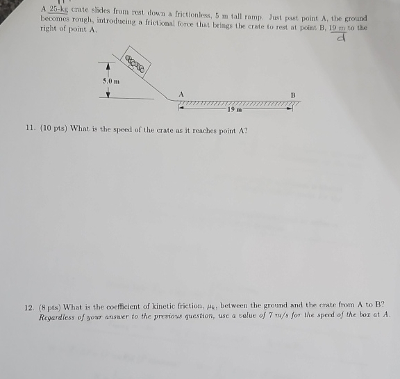 Solved A 25-kg ﻿crate slides from rest down a frictionless, | Chegg.com