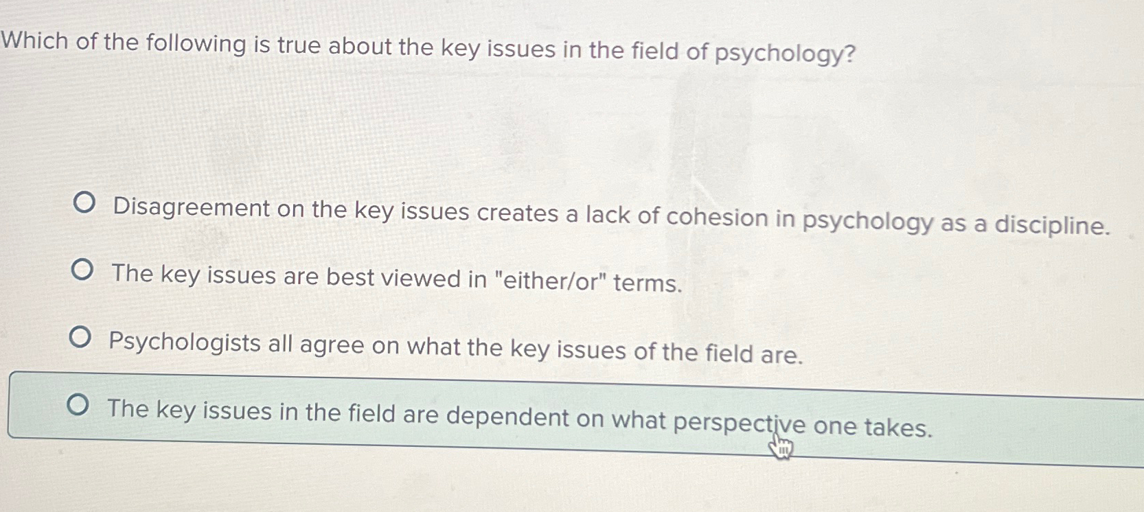 Solved Which of the following is true about the key issues | Chegg.com