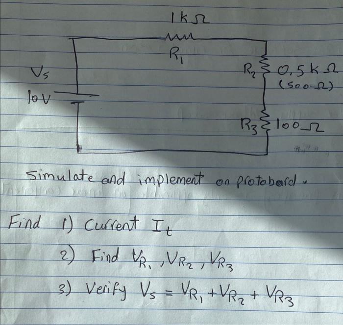 Solved Simulate and implement on protobard. Find 1) current | Chegg.com