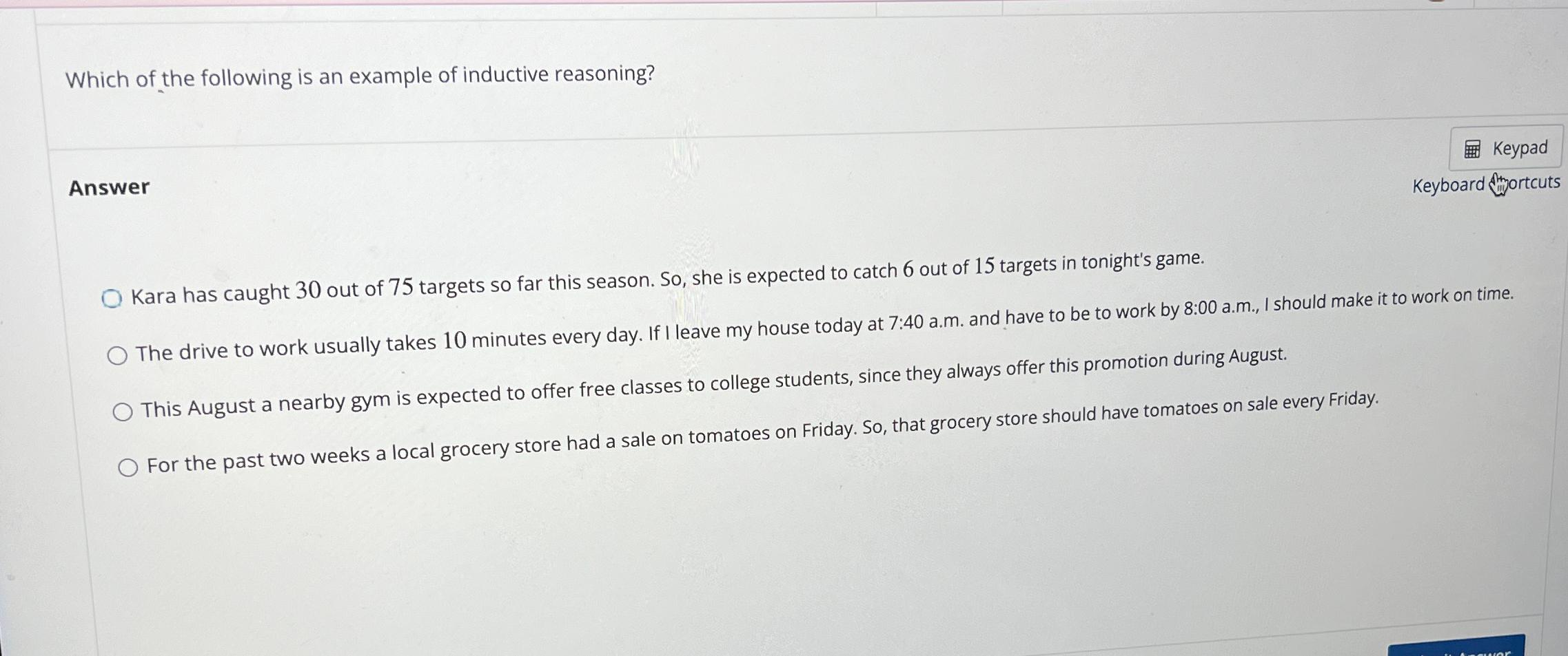 Solved Which of the following is an example of inductive | Chegg.com