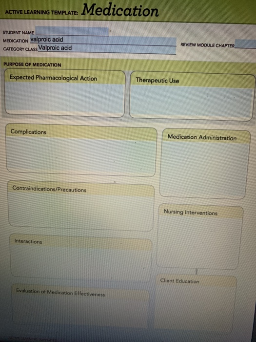 Solved ACTIVE LEARNING TEMPLATE: Medication STUDENT NAME | Chegg.com