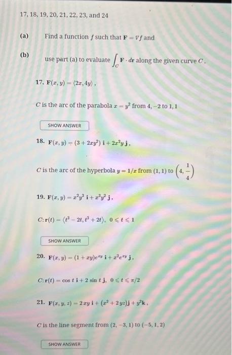 Solved Find a function f such that F=∇f and use part (a) to | Chegg.com
