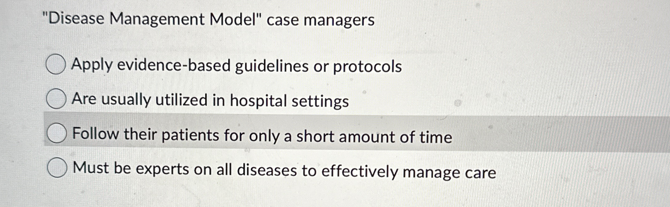Solved "Disease Management Model" case managersApply | Chegg.com