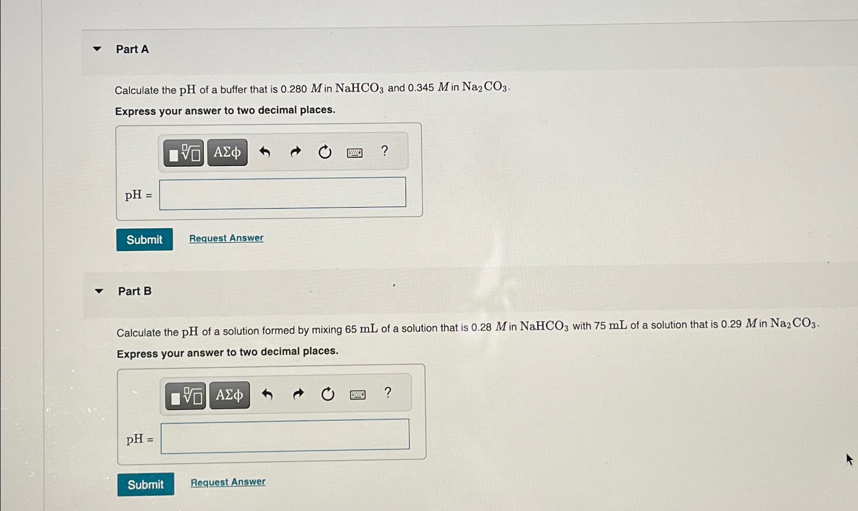 Solved Part ACalculate the pH ﻿of a buffer that is 0.280M | Chegg.com