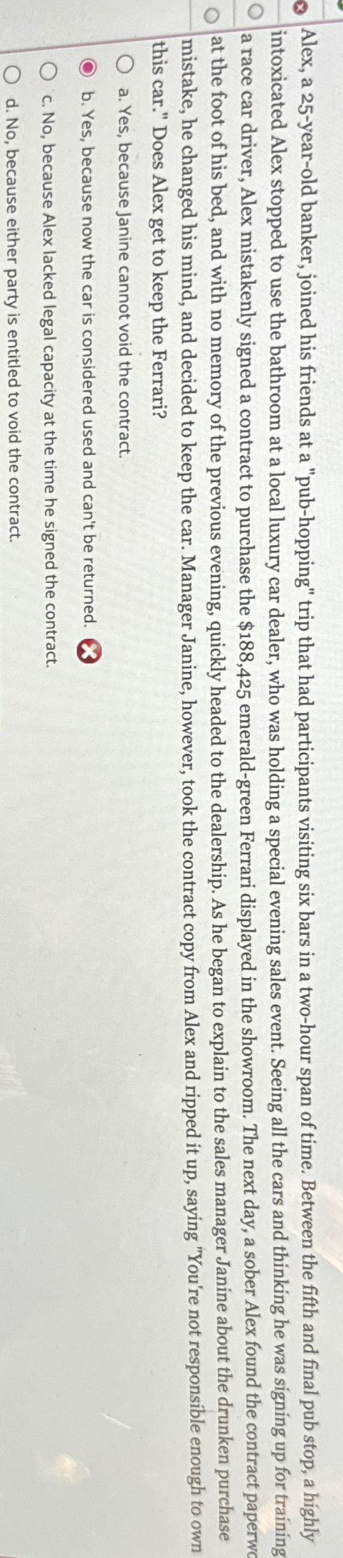 Solved Alex, a 25-year-old banker, joined his friends at a | Chegg.com
