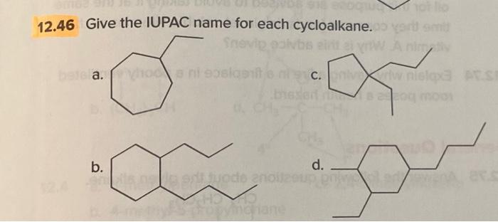12.46 Give the IUPAC name for each cycloalkane. b | Chegg.com