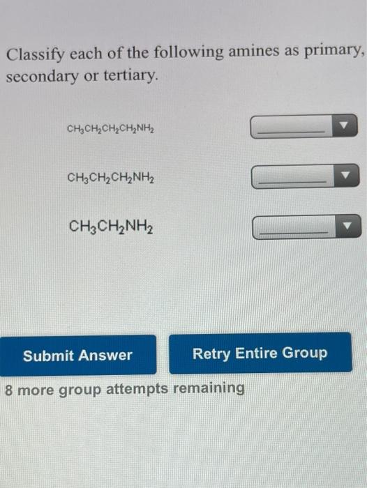 Solved classify each of the following amines as primary | Chegg.com
