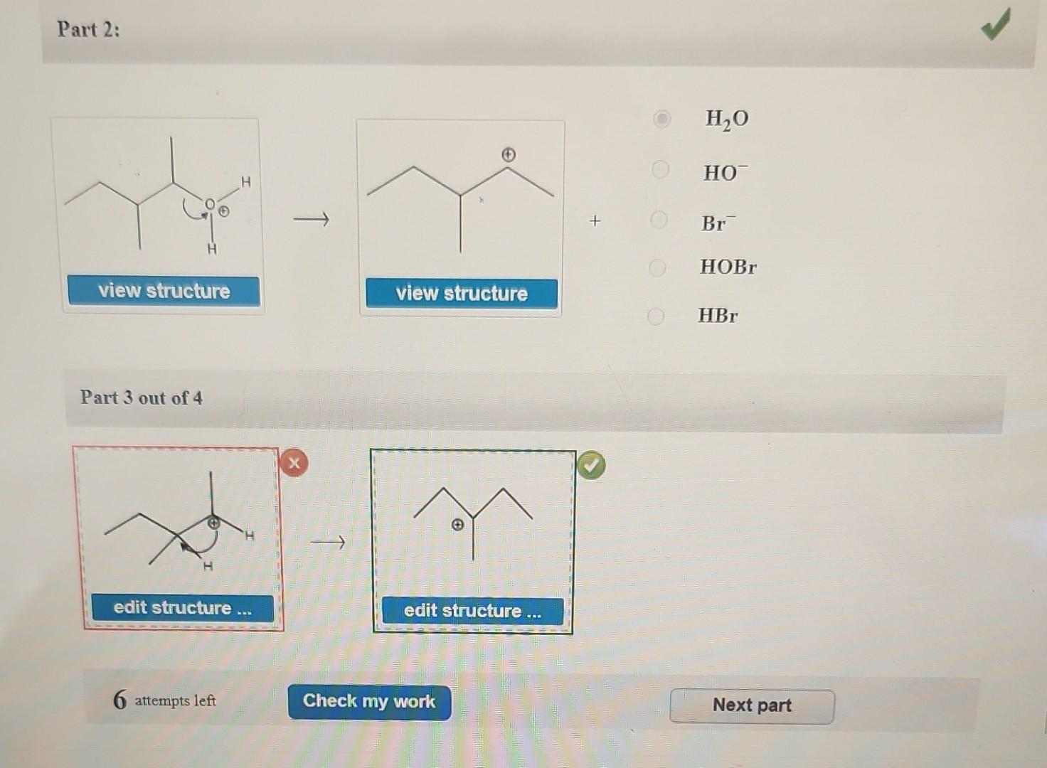 Solved Part 2 H2o View Structure View Structure Part 3 6226