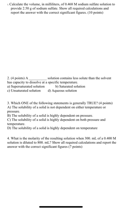 Solved Calculate the volume, in milliliters, of 0.468 M | Chegg.com