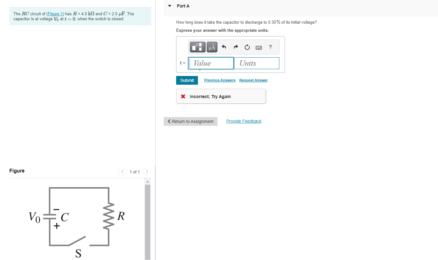 Solved The RC ﻿circuit of (Figure 1) ﻿has R=4.0kΩ ﻿and | Chegg.com