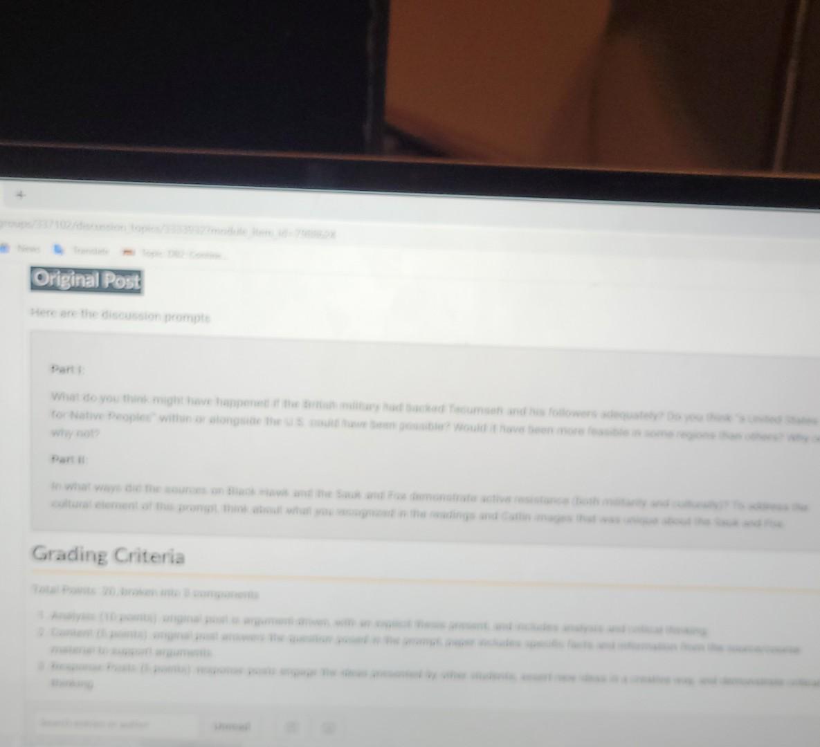Original Post Here are the discussion prompte Grading | Chegg.com