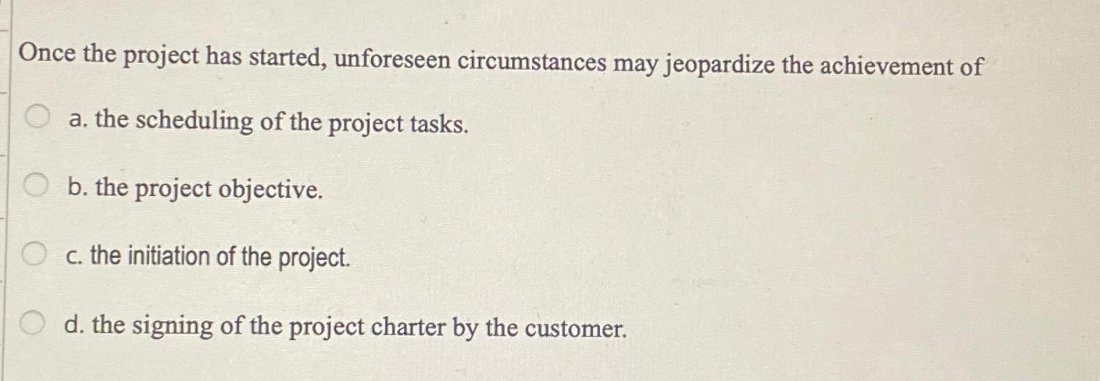 Solved Once the project has started, unforeseen | Chegg.com