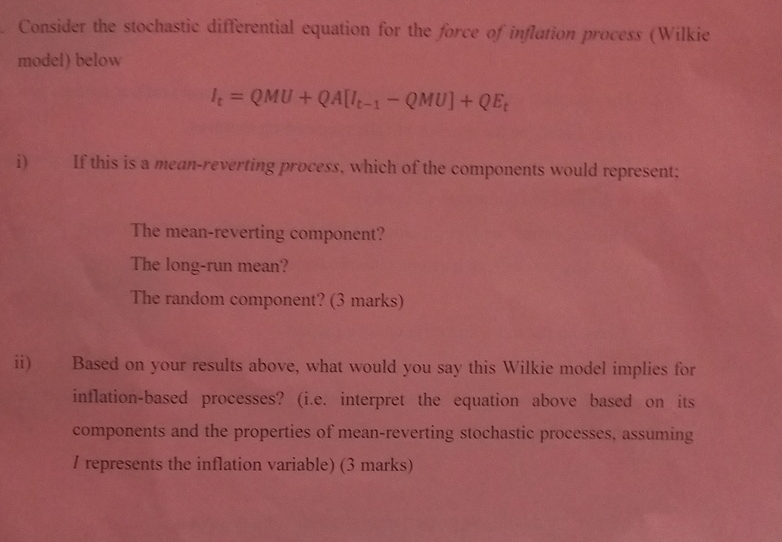Solved Consider the stochastic differential equation for the | Chegg.com