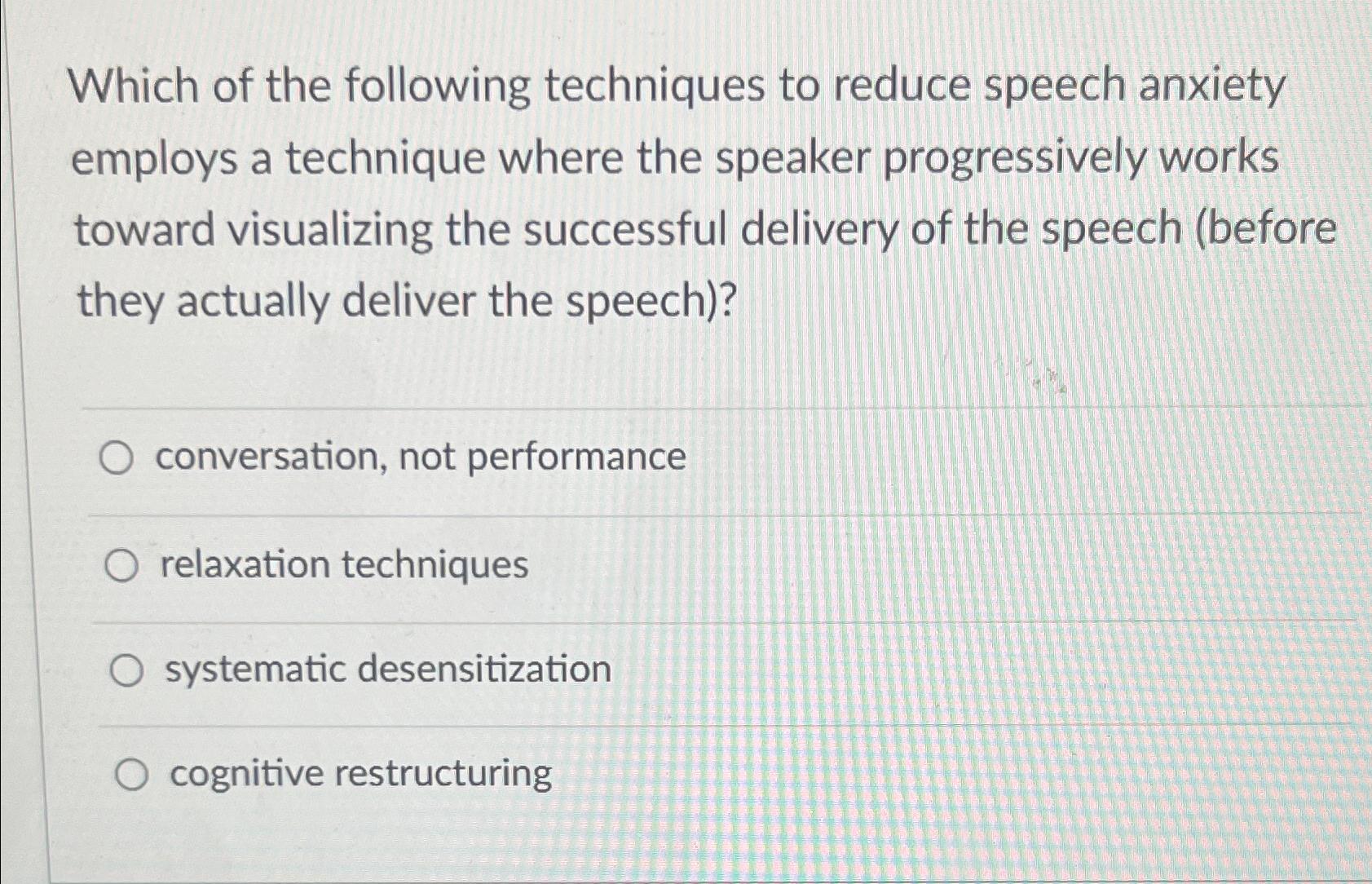 Solved Which of the following techniques to reduce speech | Chegg.com