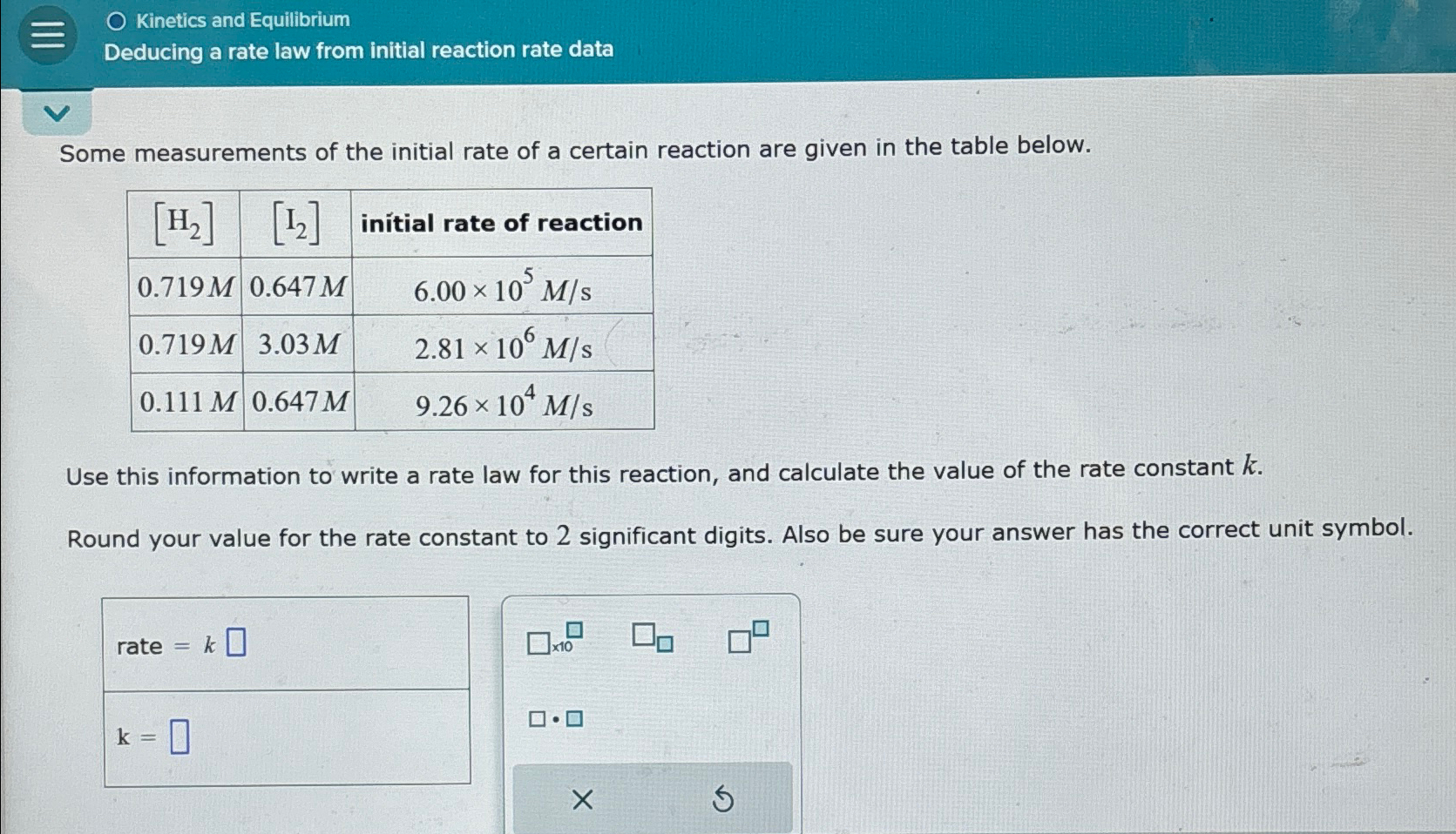Solved Kinetics and EquilibriumDeducing a rate law from | Chegg.com
