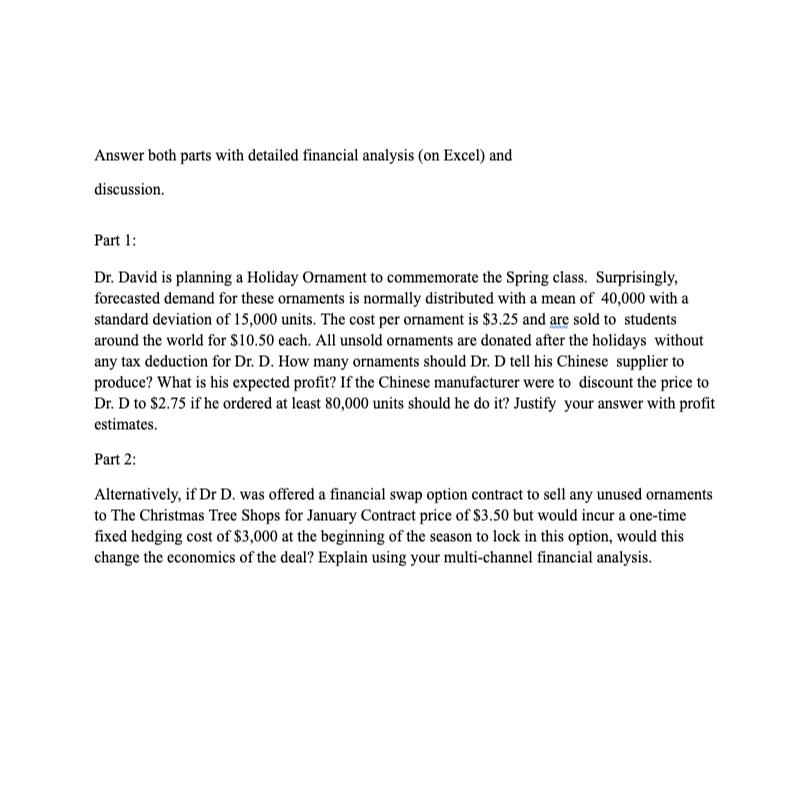 Solved (Please use excel and show a picture of final excel | Chegg.com