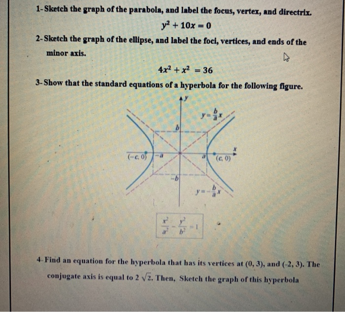 Solved 1-Sketch the graph of the parabola, and label the | Chegg.com