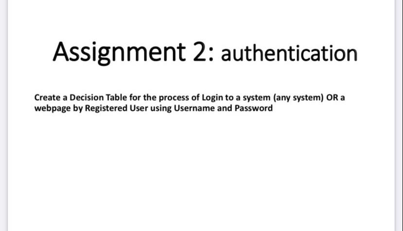 Solved Assignment 2: authentication Create a Decision Table | Chegg.com