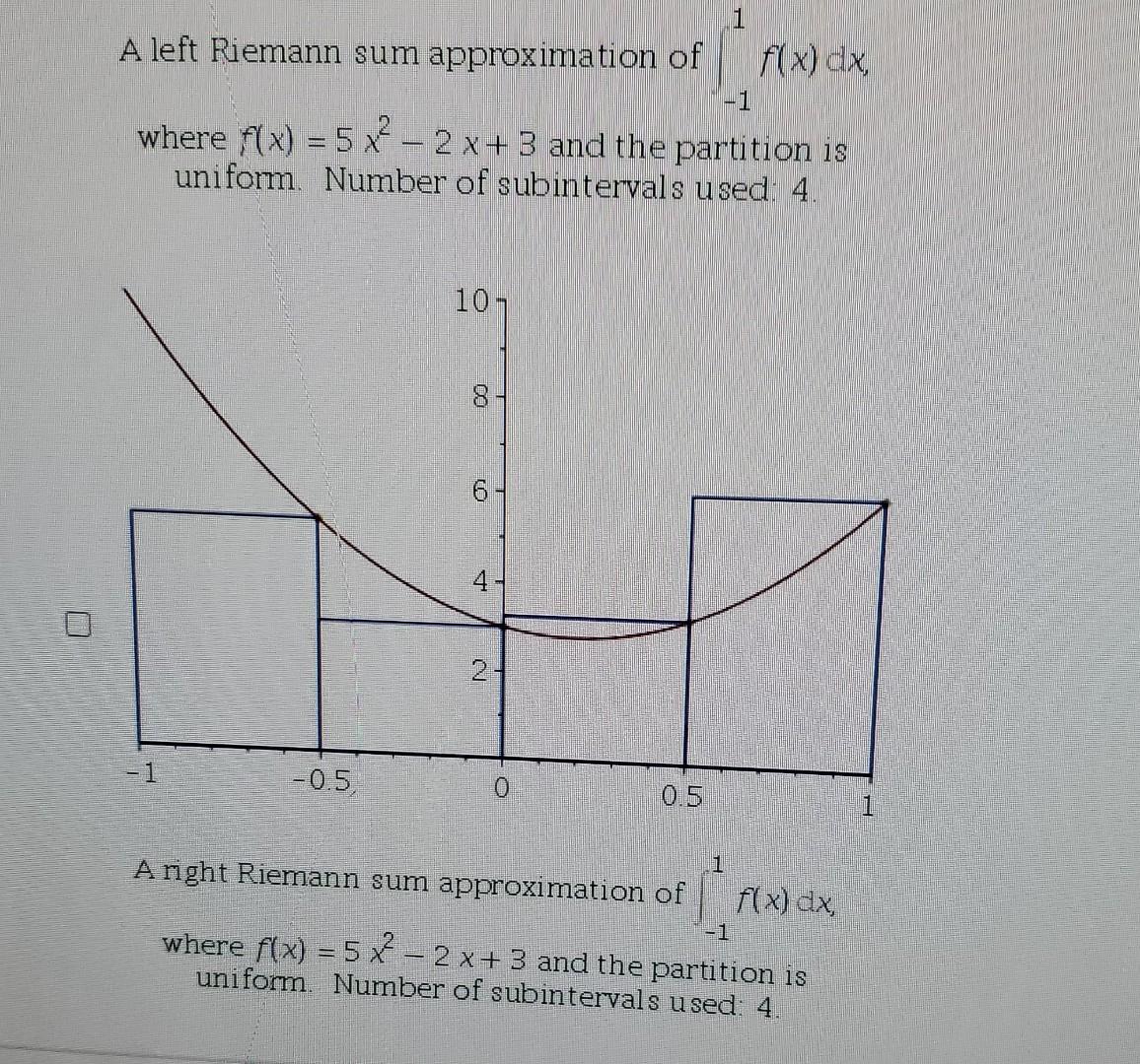 Solved Select the figure that shows the Riemann sum using | Chegg.com