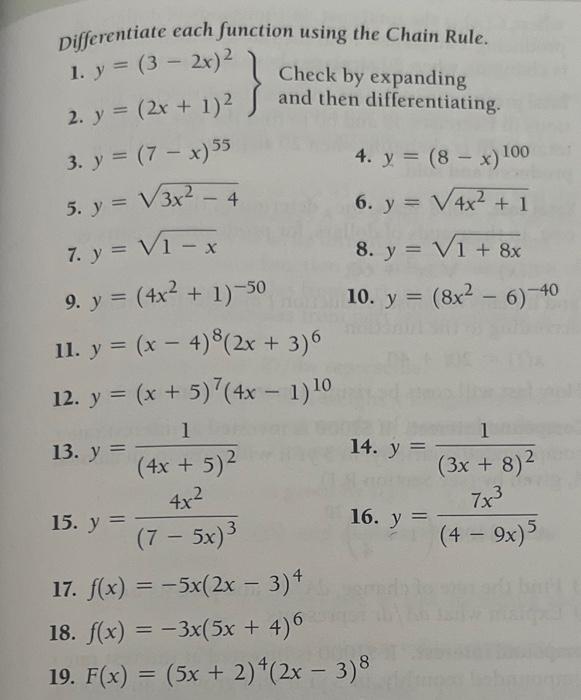 Solved Differentiate each function using the Chain Rule. 1. | Chegg.com