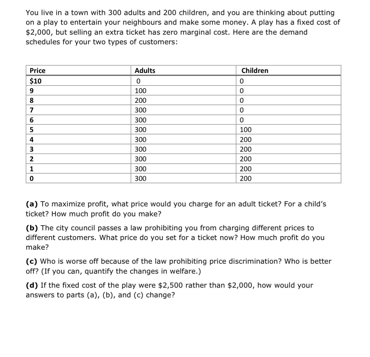 Solved You live in a town with 300 ﻿adults and 200 | Chegg.com